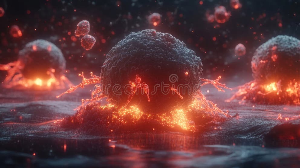 Abstract Red Glowing Sphere with Texture Art on Dark Background Design ...