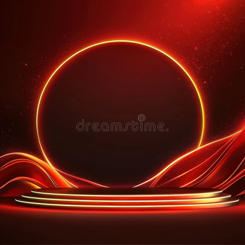 Abstract Red and Gold Stage with Circle. Stock Illustration ...