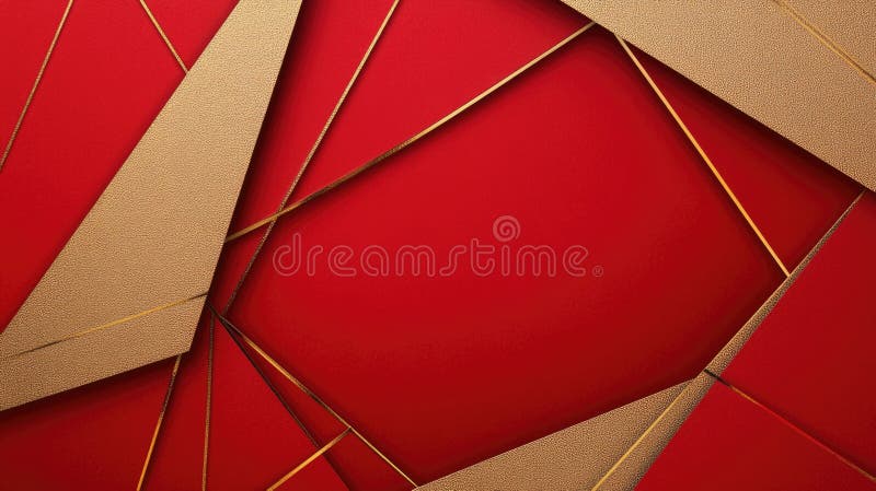 Abstract Red and Gold Geometric Pattern with Overlapping Layers Stock ...