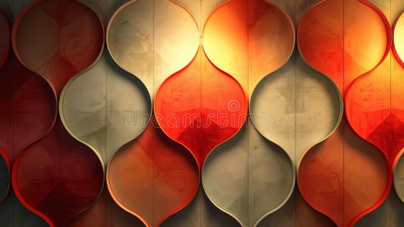 Abstract Red and Gold Geometric Pattern on a Wall Stock Illustration ...