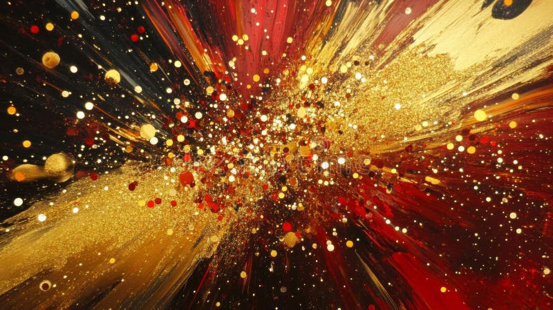 Abstract Red and Gold Glitter Explosion Stock Illustration ...