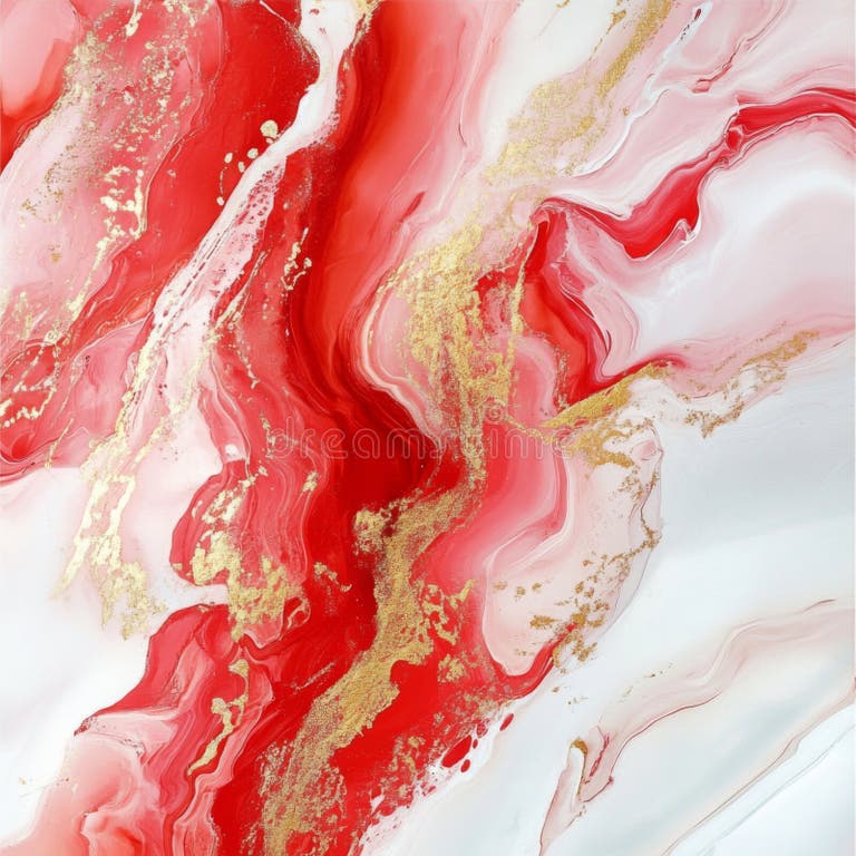 Abstract Red and Gold Marble Pattern with Flowing Textures Stock Image ...
