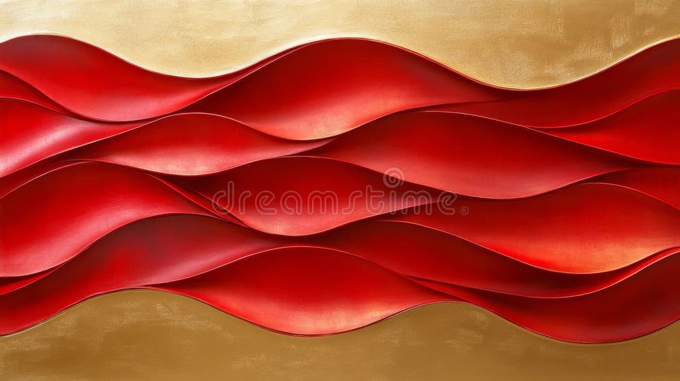 Abstract Red and Gold Wave Pattern Design Stock Illustration ...