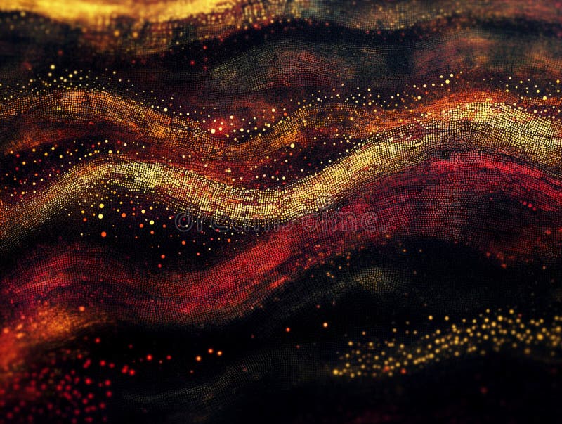 An Abstract Red and Golden Waves Create Dynamic Texture on Black ...