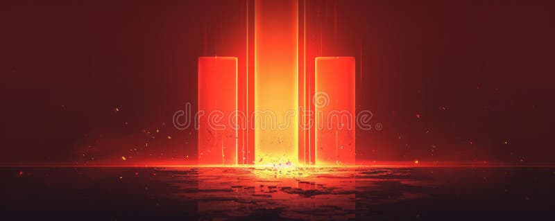 Abstract Red Gradient Background with Three Vertical Glowing Elements ...