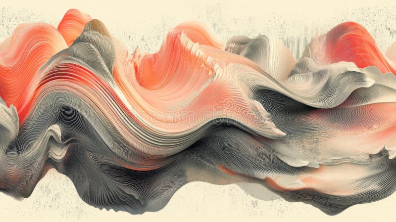 Abstract Red and Gray Flowing Waves Digital Art Stock Illustration - Illustration of whirlpool ...