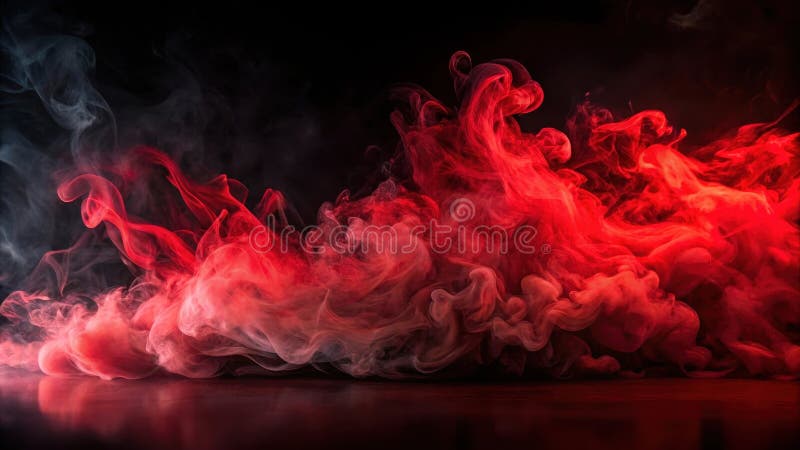 Abstract Red and Gray Smoke Swirling in Dark Background. Generative AI ...