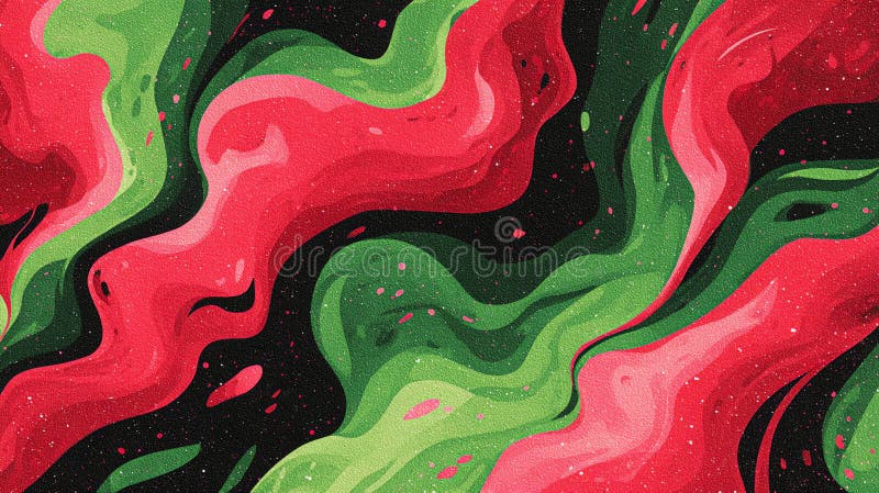 Abstract Red and Green Wave Pattern Design Stock Illustration ...