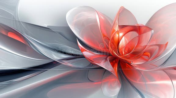 Abstract Red and Grey Flower Design Stock Illustration - Illustration ...