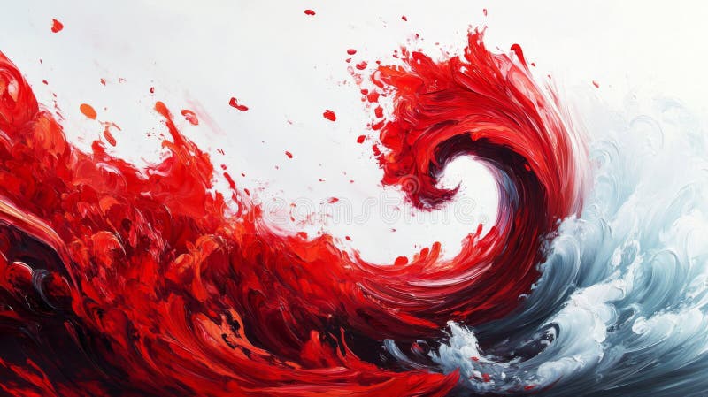 Abstract Red and Grey Paint Wave Swirl Stock Illustration ...