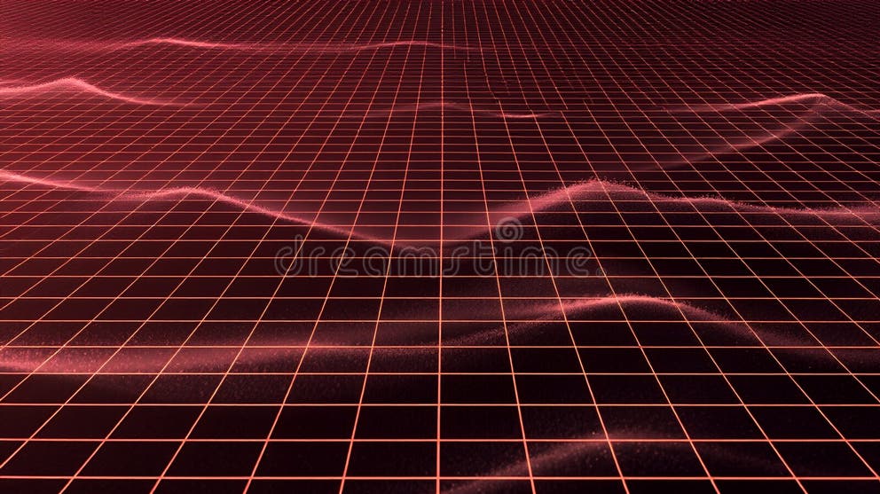 Abstract Red Grid Pattern with Glowing Lines Stock Illustration ...