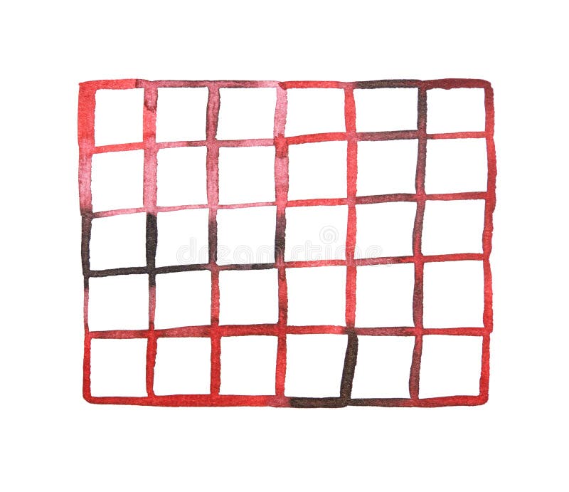 Abstract Red Grid on White Background: Hand-painted Watercolor with ...