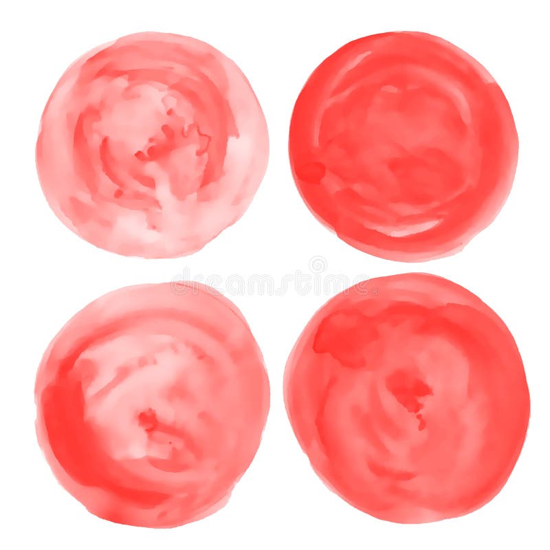 Abstract Red Hand Painted Circular Texture Set Stock Vector ...