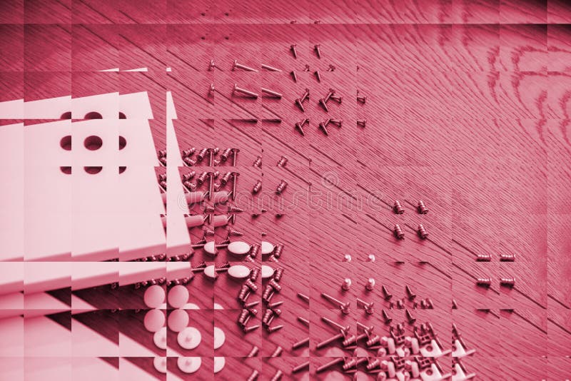 Abstract Red Hardware Assembly with Screws Stock Image - Image of ...