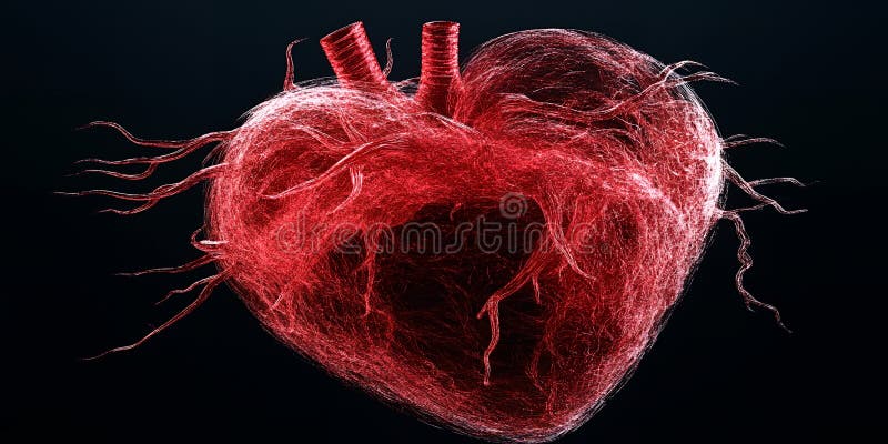 Abstract Red Heart Anatomy Intricate Vascular Network 3D Rendering ...
