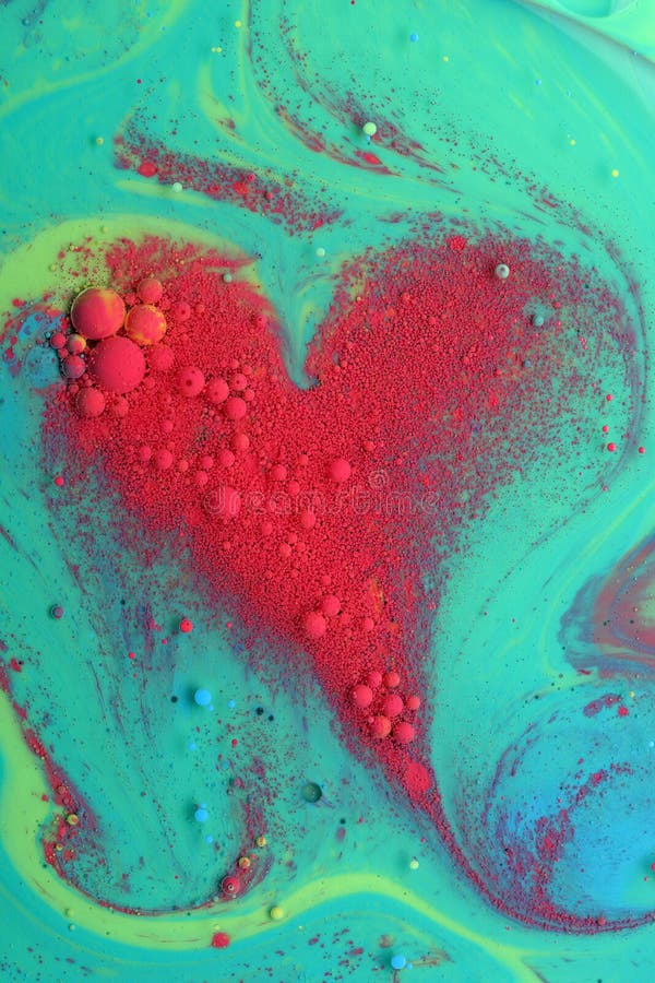 Abstract Red Heart from Paints and Oil Stock Photo - Image of macro ...