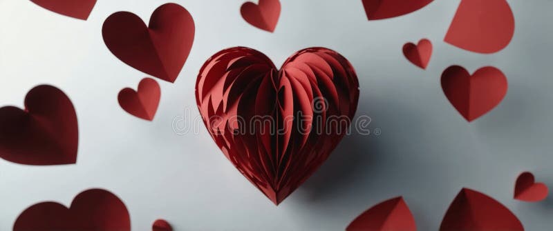Abstract Red Heart in Paper Style on Background. Stock Photo - Image of ...