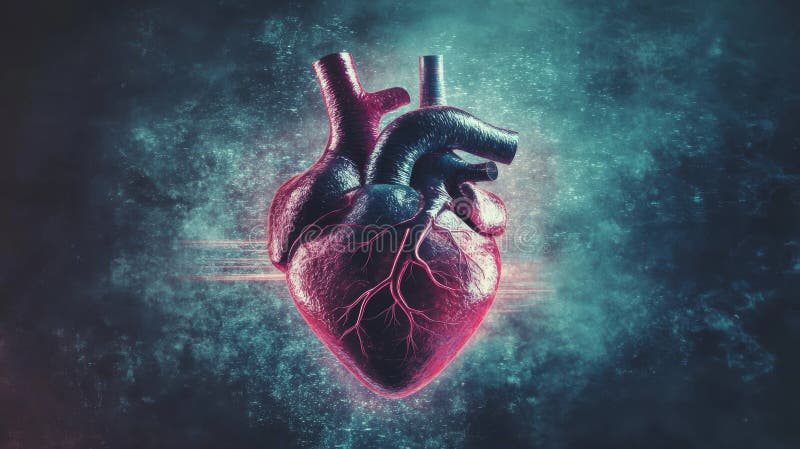 An Abstract Red Heart Shape Featuring a Red Cardio Pulse Line, Designed ...