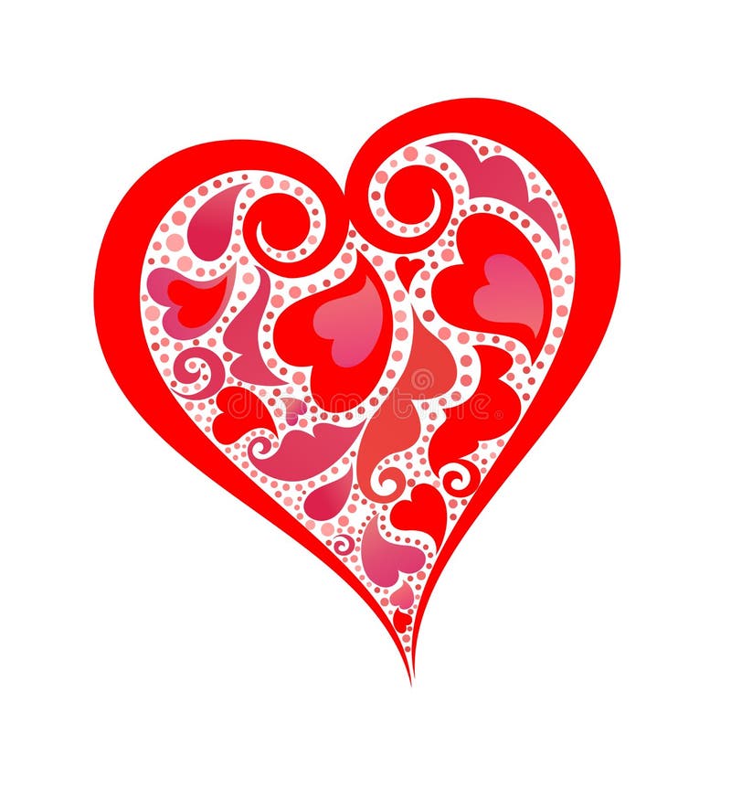 Abstract Heart Shape Outline. Vector Illustration. Red Heart Icon in ...