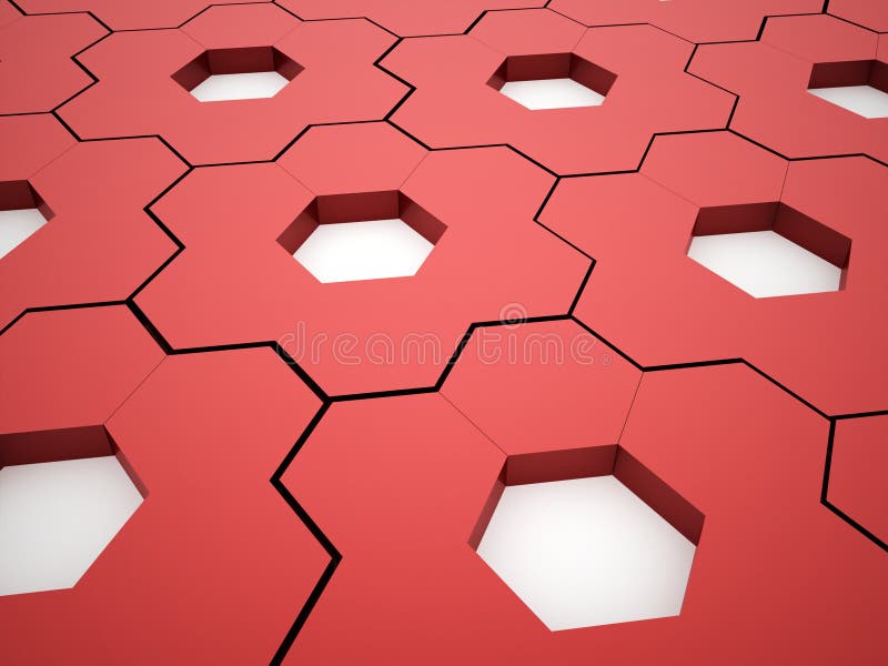 Abstract Red Hexagonal Gears Stock Illustration - Illustration of cell ...