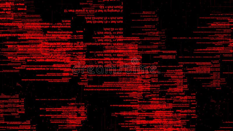 Abstract Red Horizontal Lines of Flowing Data. Animation. Symbols ...