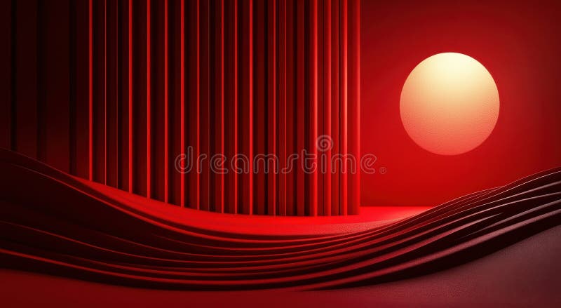 Abstract Red Interior Design with Circular Light Casting Shadows ...