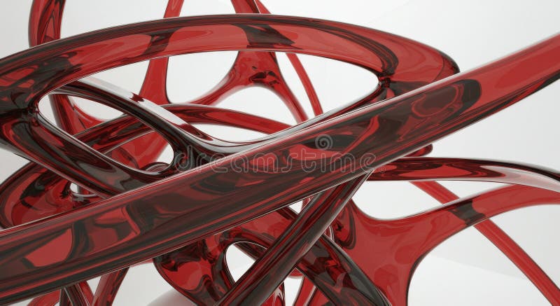 Abstract Red Intertwined Curves on White Background Stock Illustration ...