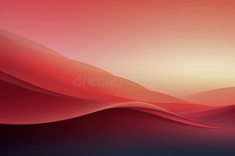 Abstract Red Landscape with Smooth Flowing Curves and Gradients Stock ...