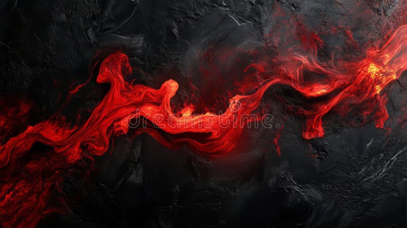 Abstract Red Lava Flow on Black Background Stock Illustration ...