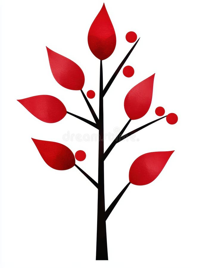 Abstract Red Leaf Tree Design Stock Illustration - Illustration of high ...