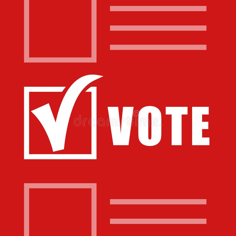 Abstract Red Leaflet with the Candidate Selection. White Check M Stock ...