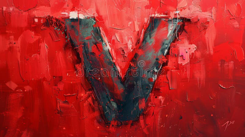 Abstract Red Letter V Artwork Stock Image - Image of style, generated ...