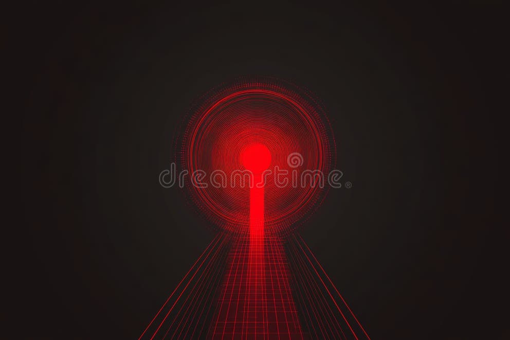 Abstract Red Light Beam Creating Keyhole Effect on Dark Background ...