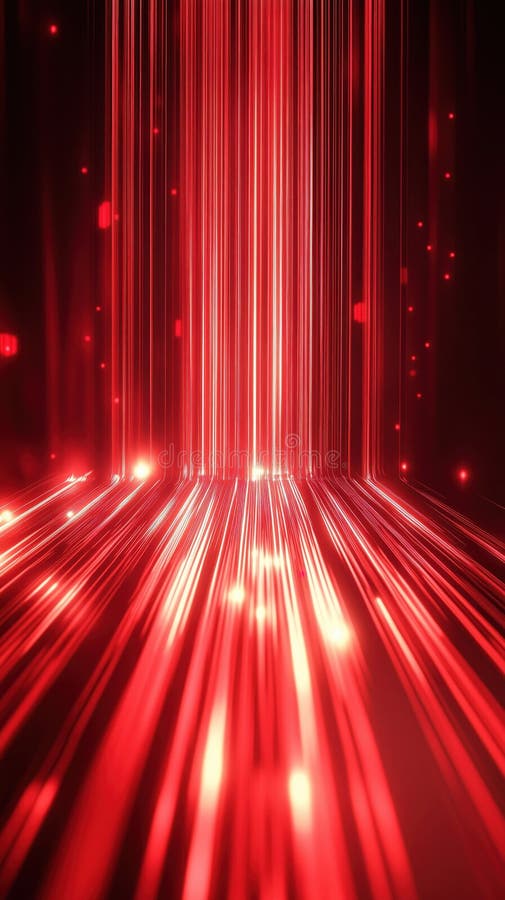 Abstract Red Light Beams Extending Towards the Horizon, Creating a ...
