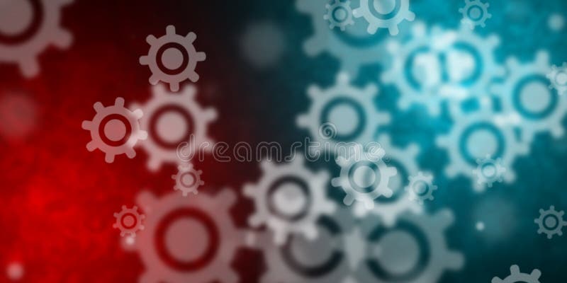 Abstract Red and Light Blue Background with Flying Cog Wheels Stock ...