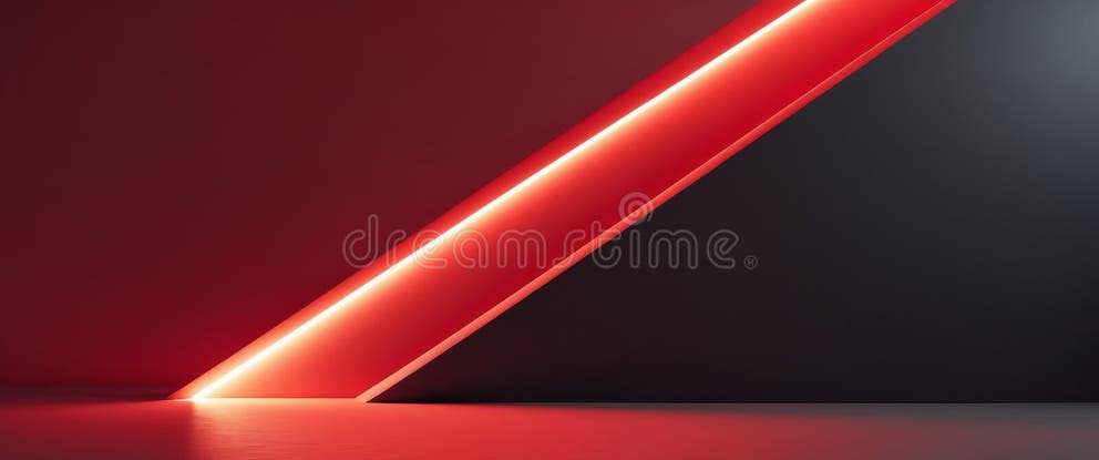 Abstract Red Light Installation with Dark Background, Modern Interior ...
