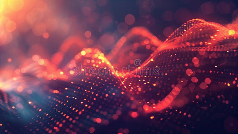 Abstract Red Light Particles Flowing Background Stock Illustration ...