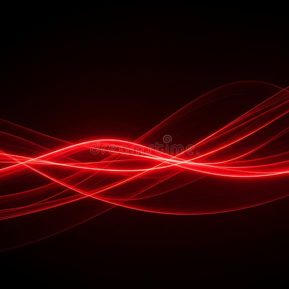 Abstract Red Light Waves on Black Background Stock Illustration ...