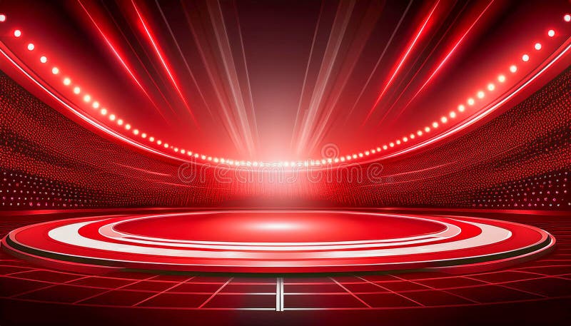 Abstract Red Lighting Tech Background Stadium Stage Hall with Scenic ...