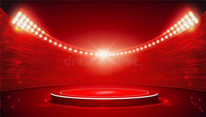 Abstract Red Lighting Tech Background Stadium Stage Hall with Scenic ...
