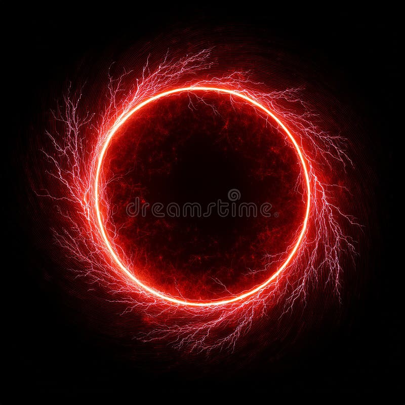 Abstract Red Lightning Circle on Dark Backdrop. Mysterious Shape Stock ...