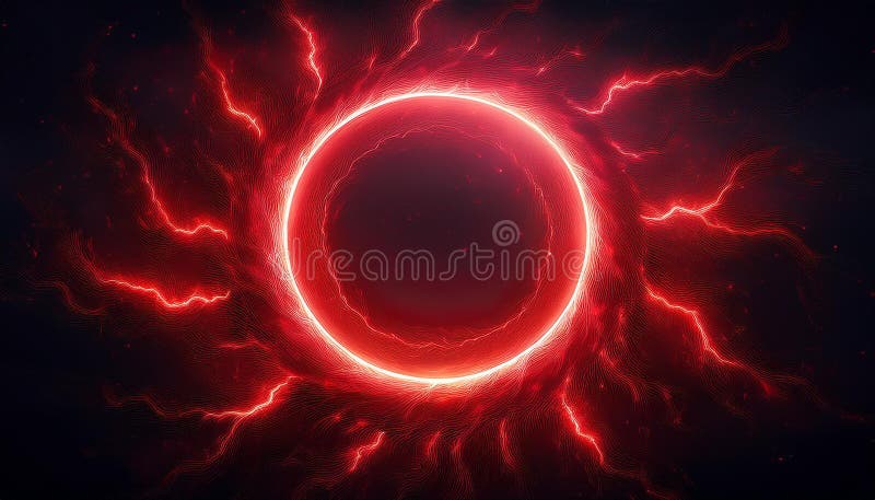 Abstract Red Lightning Circle on Dark Backdrop. Mysterious Shape Stock ...