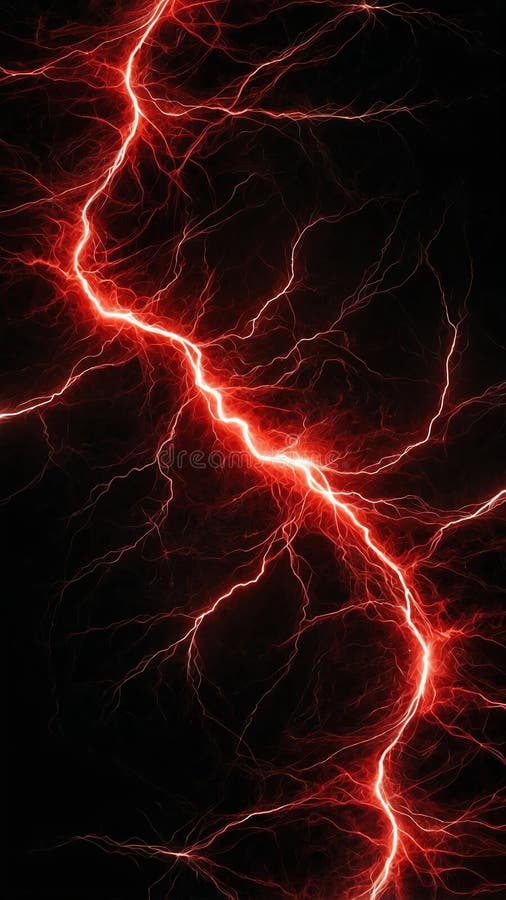 Abstract Red Lightning Design in Black Ai Generated Stock Illustration ...