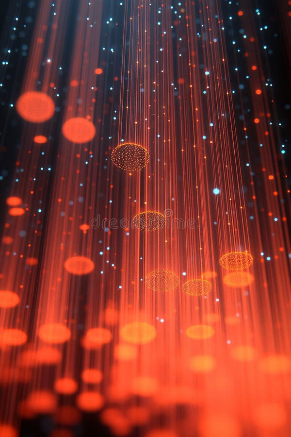 Abstract Red Lights Circular Bokeh Fiber Optic Background Modern Design ...