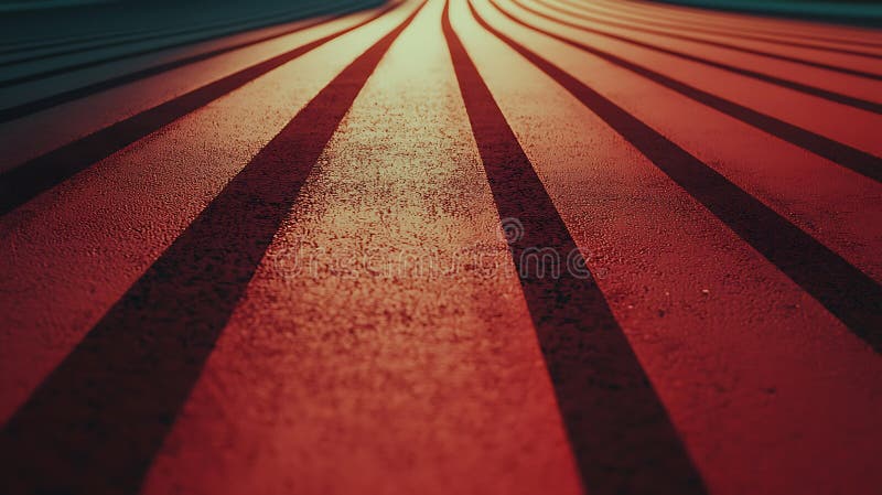 Abstract Red Lines Converging at the Horizon a Dramatic Perspective ...