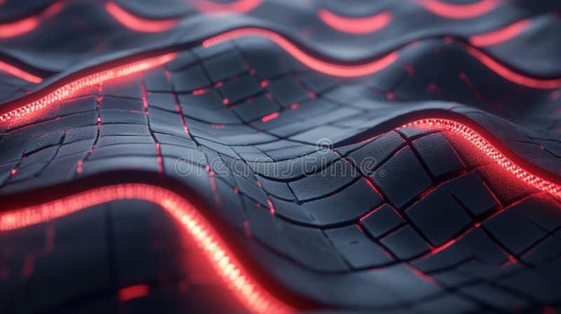 Abstract Red Lines on a Dark Wavy Surface Stock Illustration ...