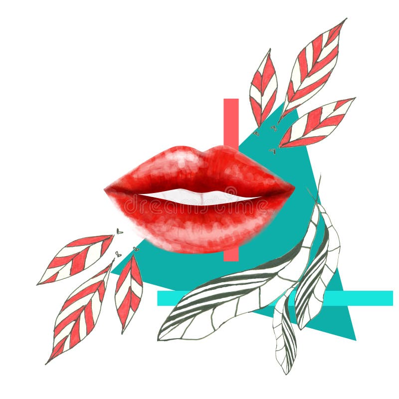 Abstract Red lips stock illustration. Illustration of stripes - 88581622
