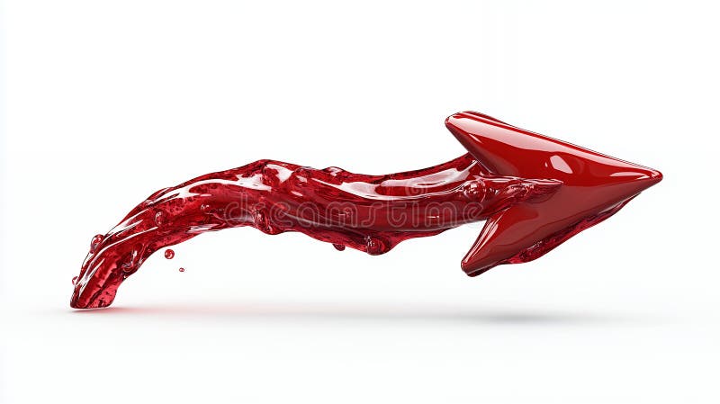Abstract Red Liquid Arrow on White Background Stock Illustration ...