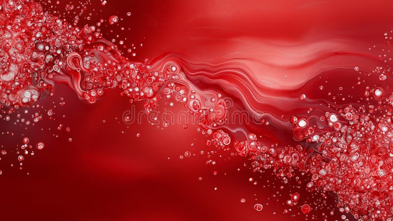 Abstract Red Liquid Background with Fluid Texture and Bubbles Creates ...