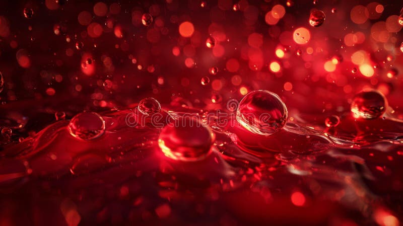 Abstract Red Liquid with Bubbles - Generative Ai Stock Illustration ...